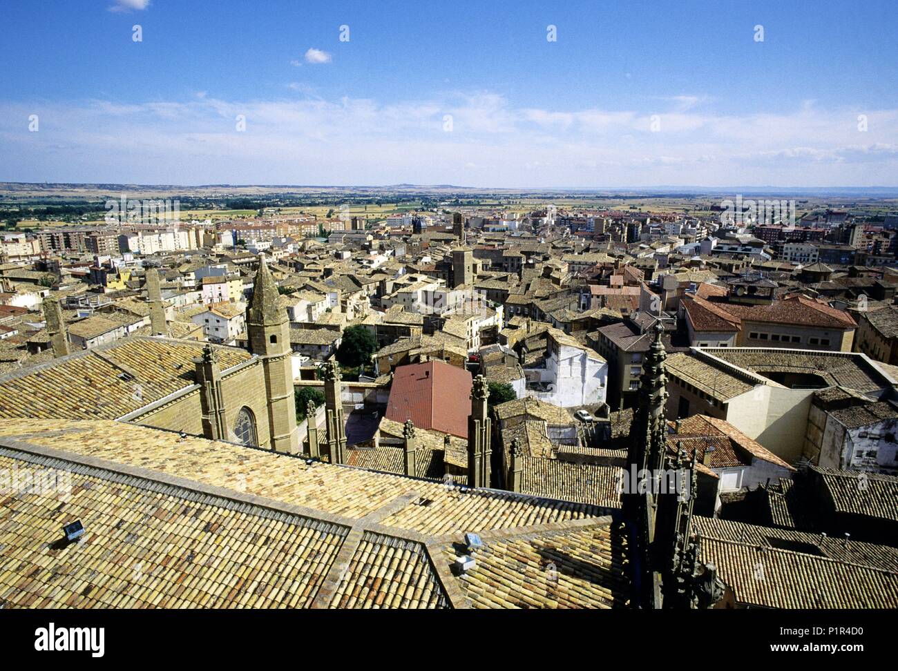 Huesca, cathedral roof and old town Stock Photo - Alamy