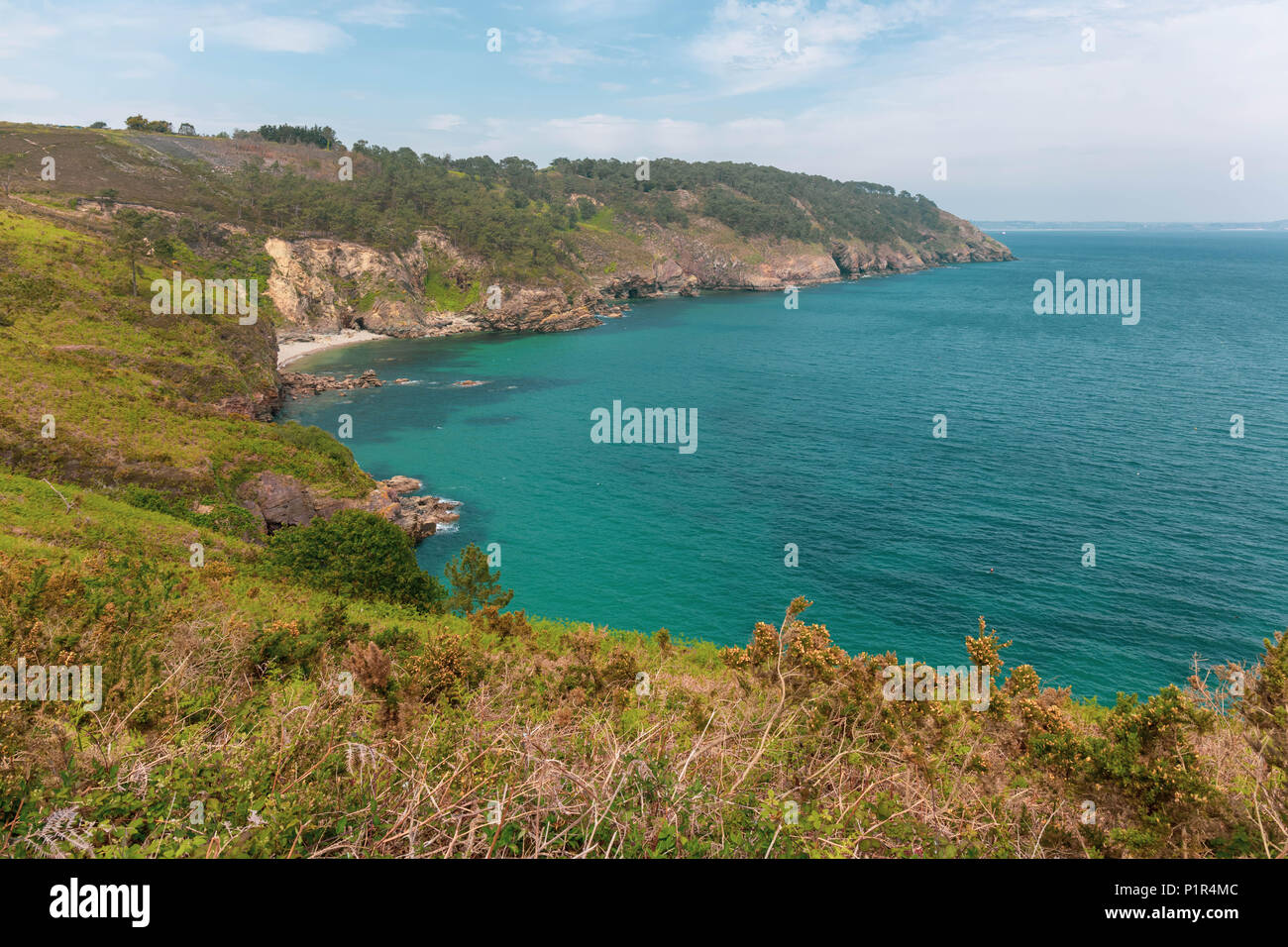 Crozon, Morgat on the Brittany coast path in Northern France in mid May ...