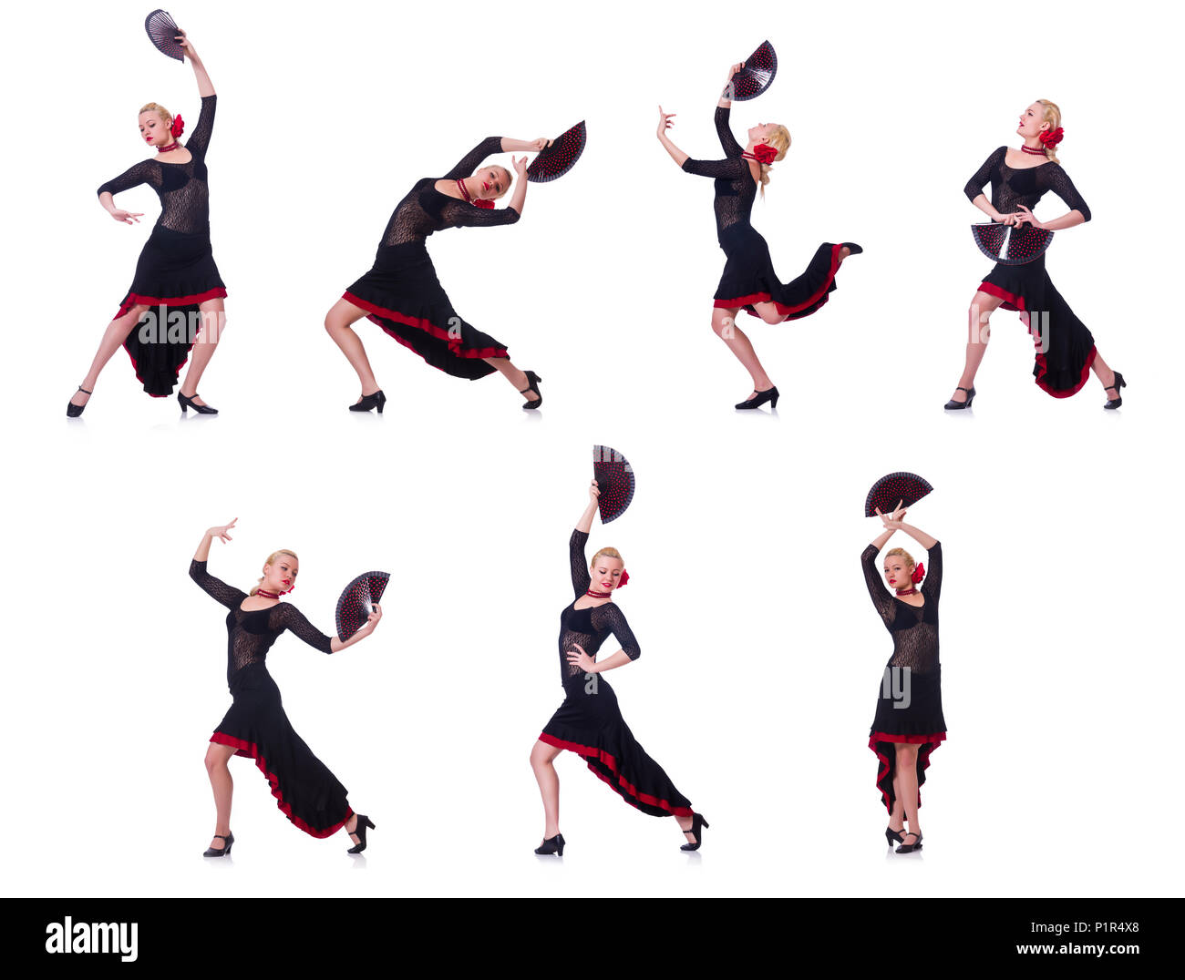 Woman dancing spanish dance isolated on white Stock Photo - Alamy