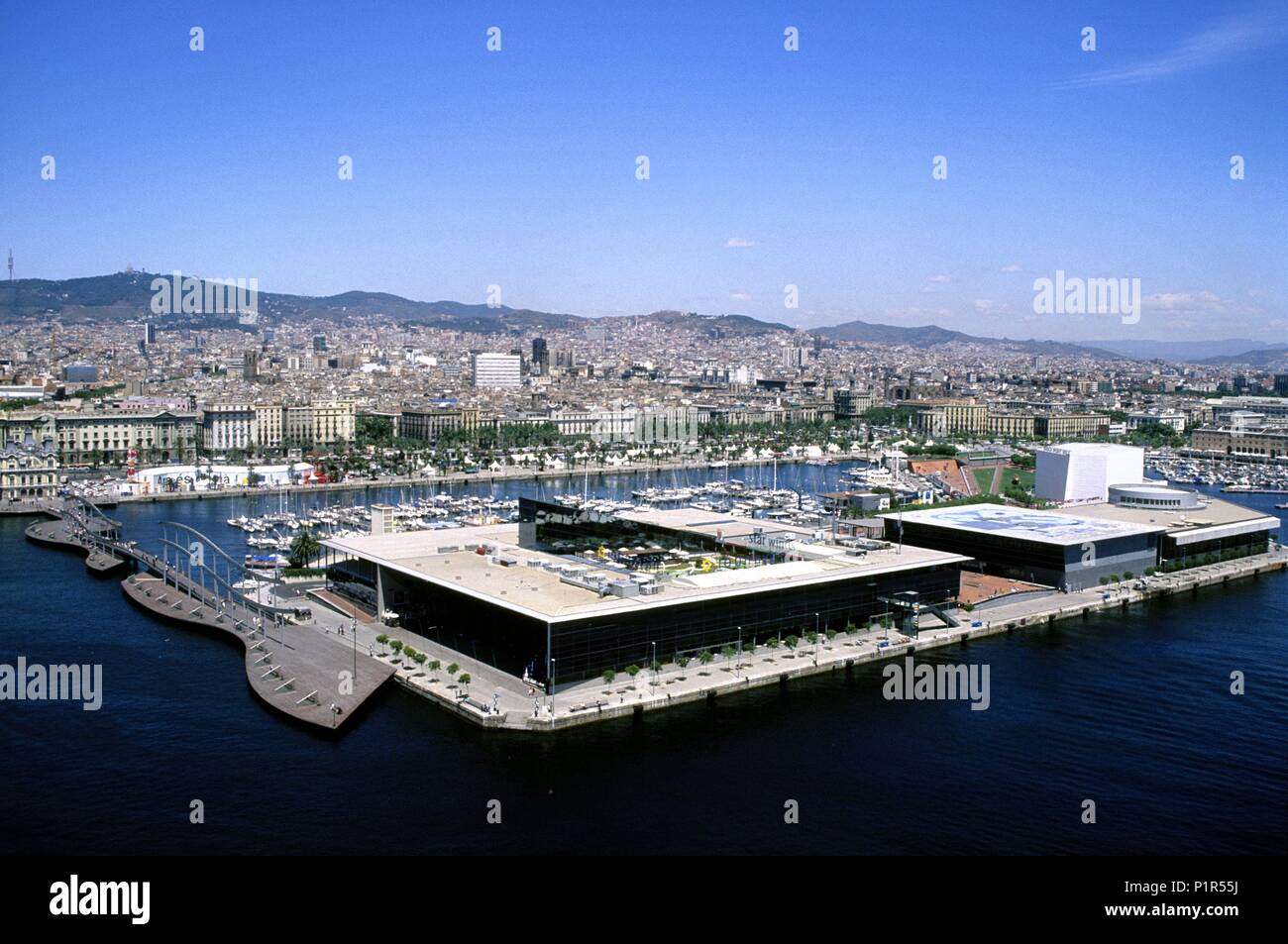 aerial view of the port, city and "Maremágnum Stock Photo - Alamy