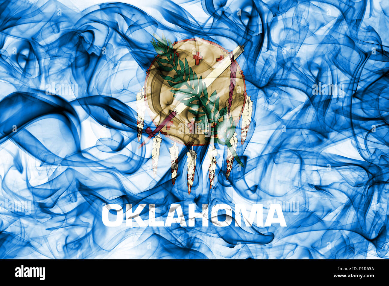Oklahoma state smoke flag, United States Of America Stock Photo - Alamy