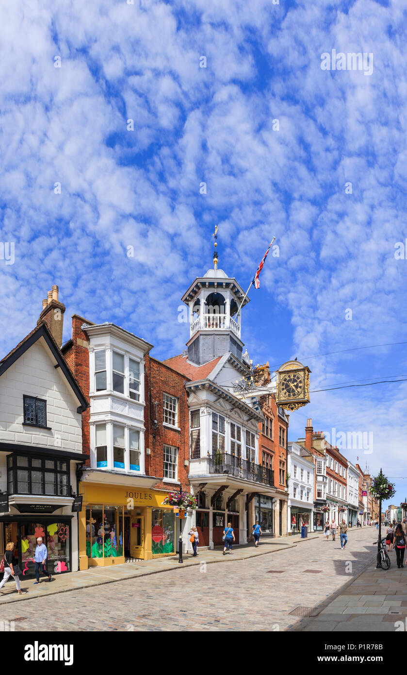 Old Historic Guildford High Street Shoppers High Resolution Stock ...