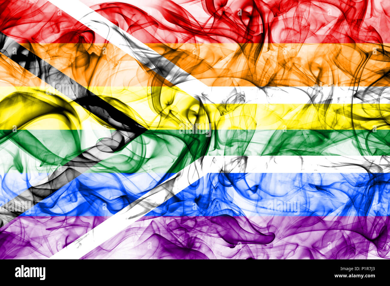 South Africa gay smoke flag Stock Photo - Alamy