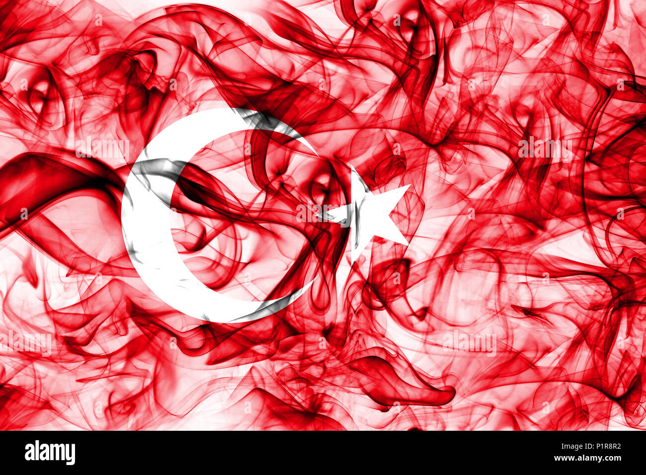 Turkey smoke flag Stock Photo - Alamy