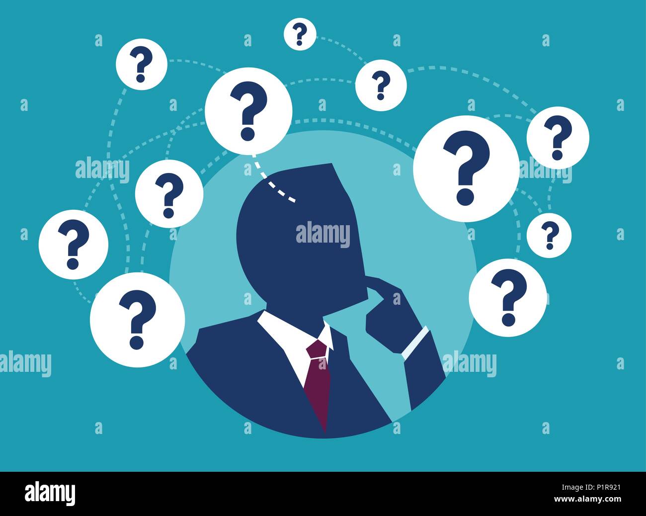 Vector picture of businessman having plenty of question thinking in ...