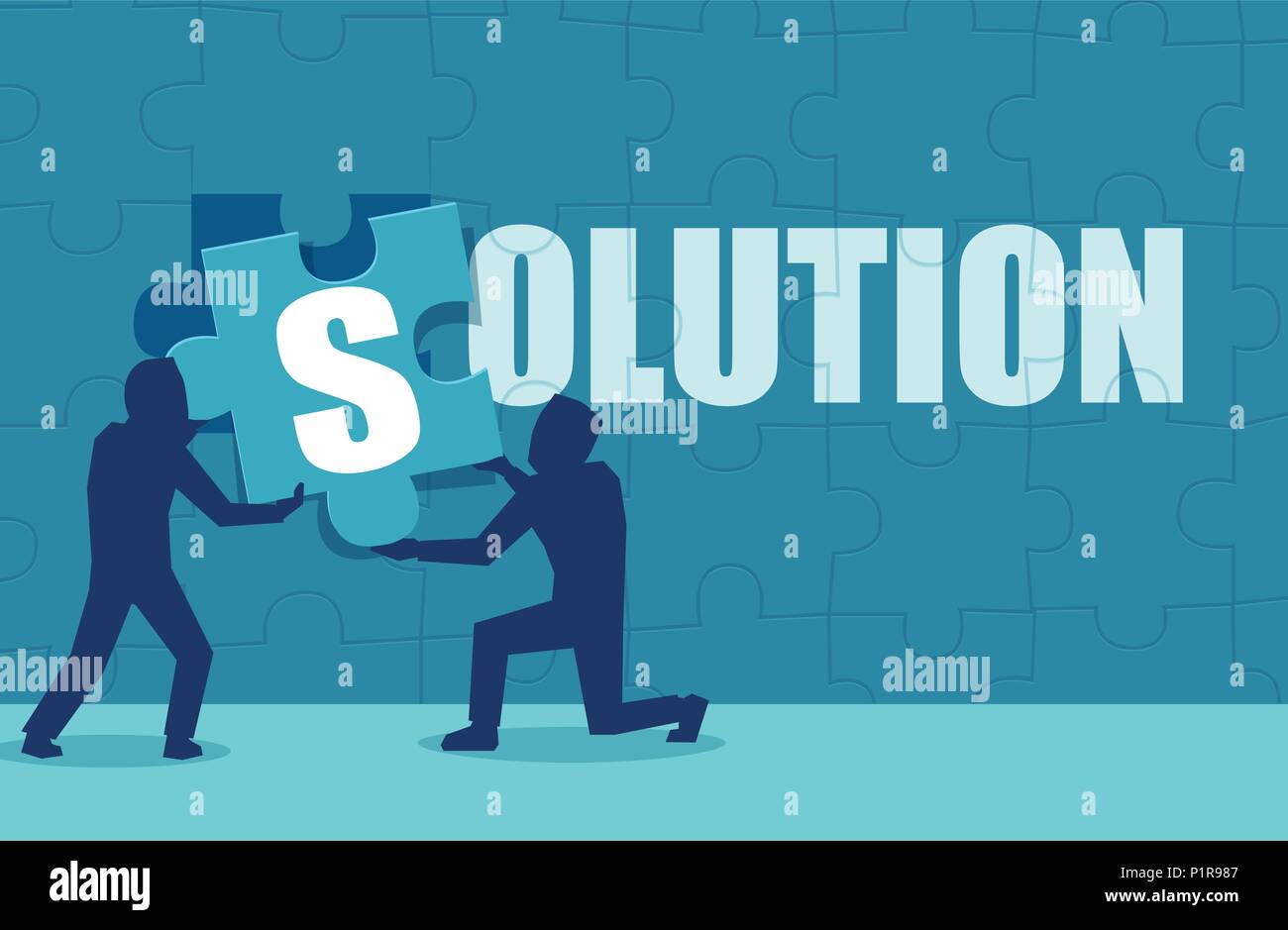 Vector illustration of people working in team and solving problem ...