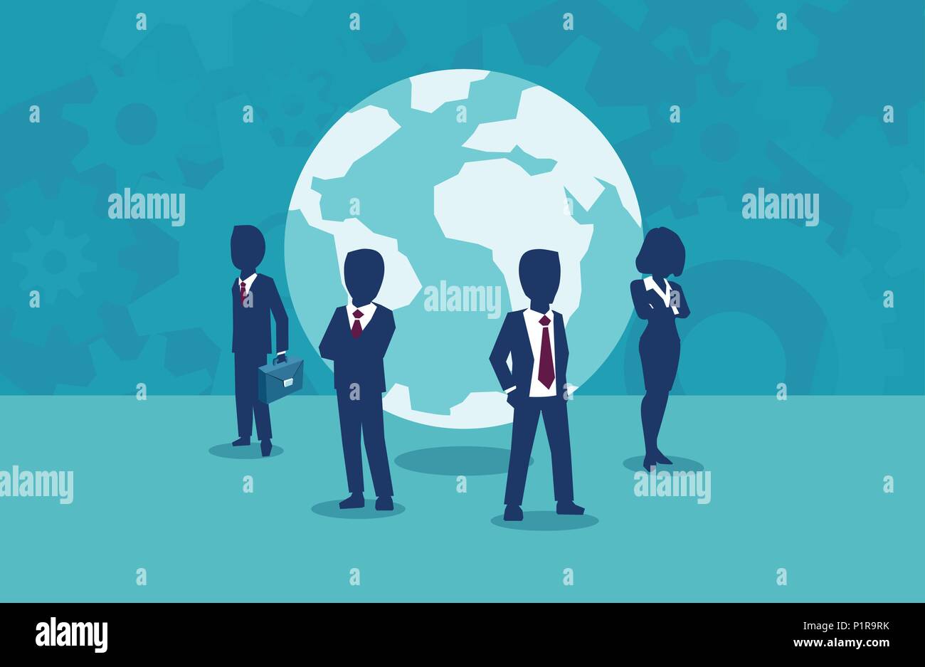 Vector illustration of successful businesspeople working on ...