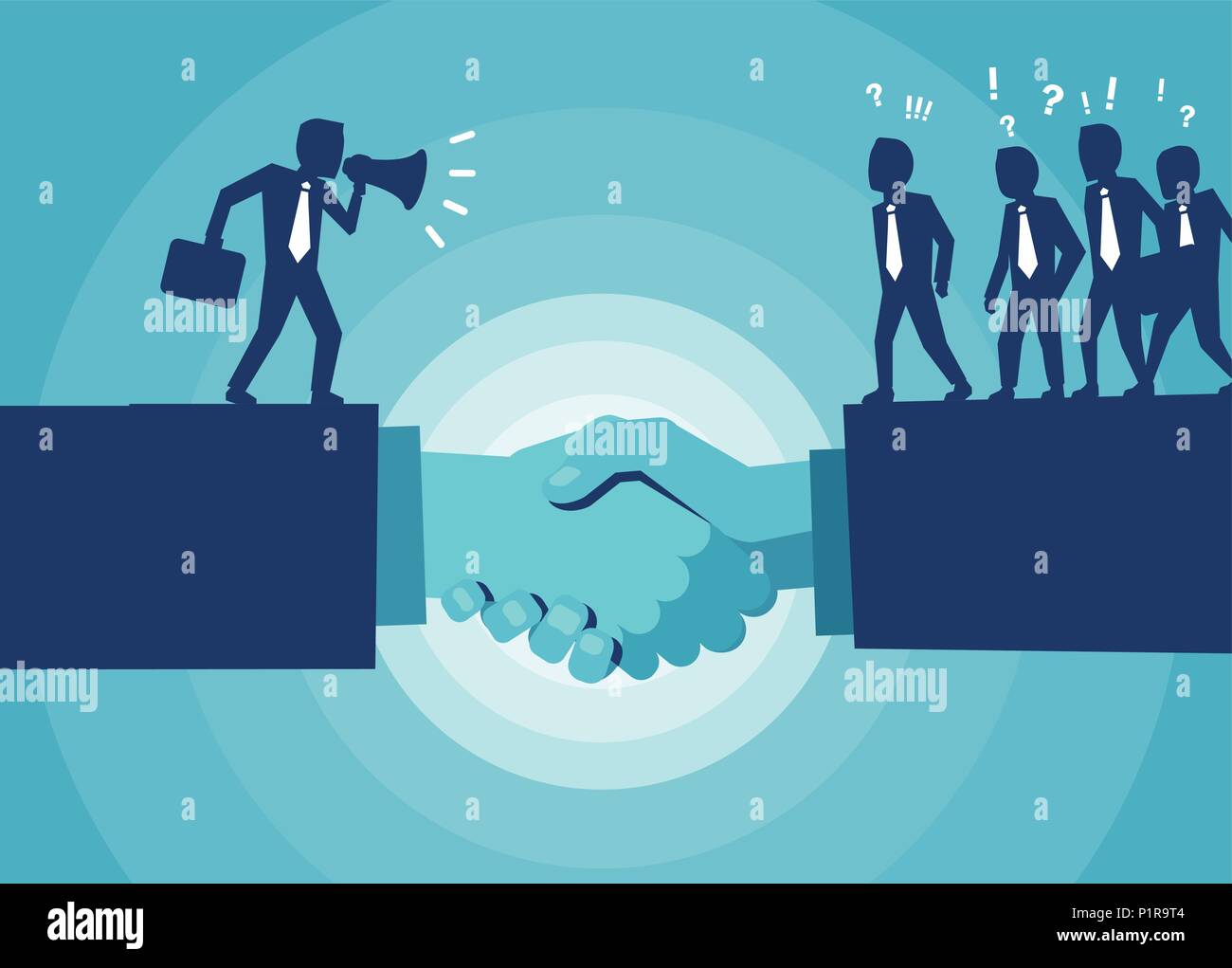 Vector of handshake and communication between politician and crowd ...