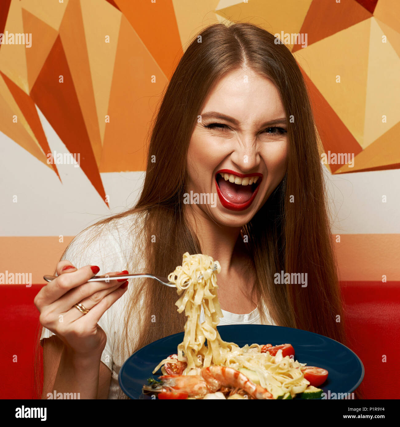 Italian model eating hi-res stock photography and images - Alamy