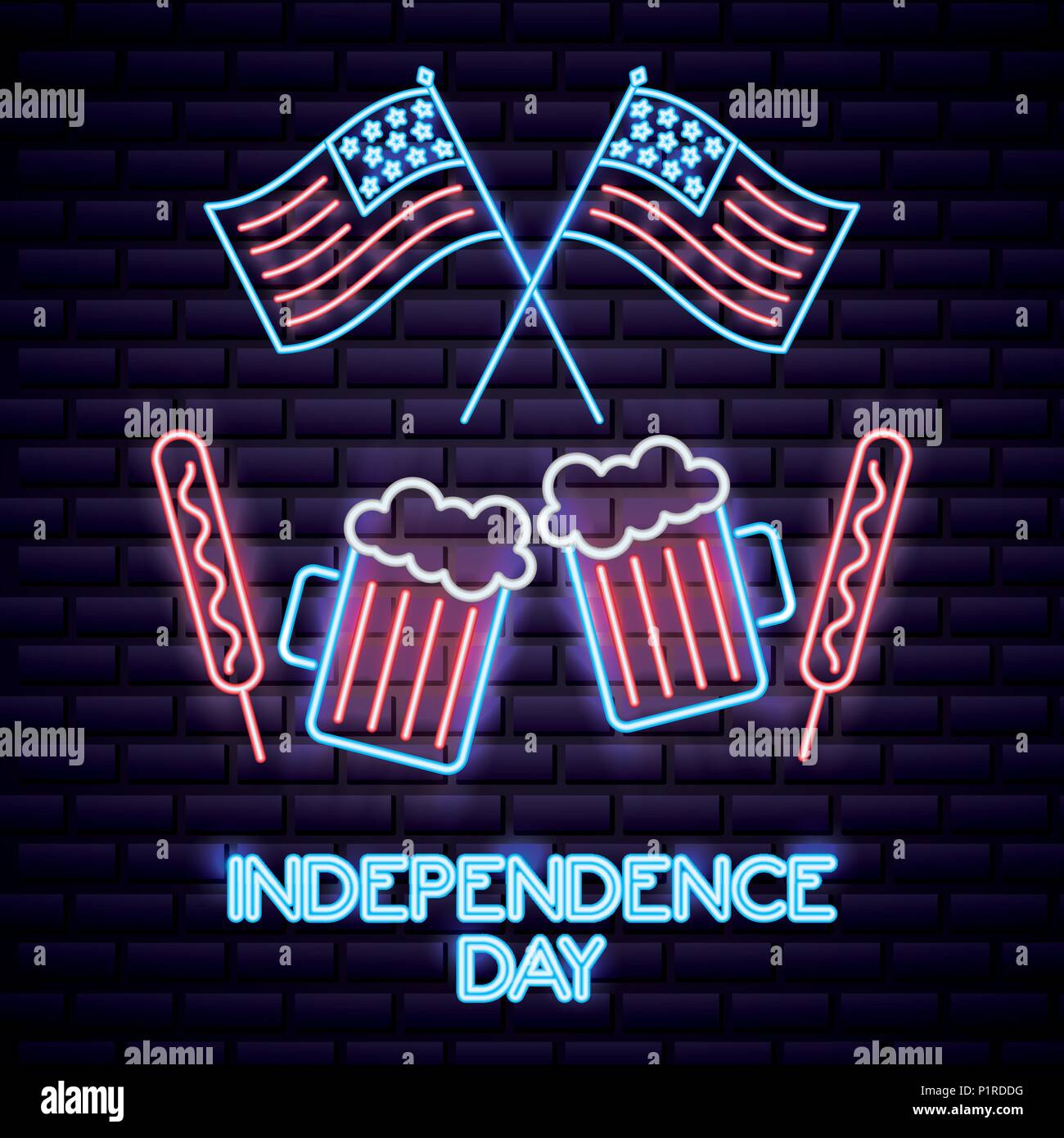 american independence day beers usa flags meat palettes vector ...