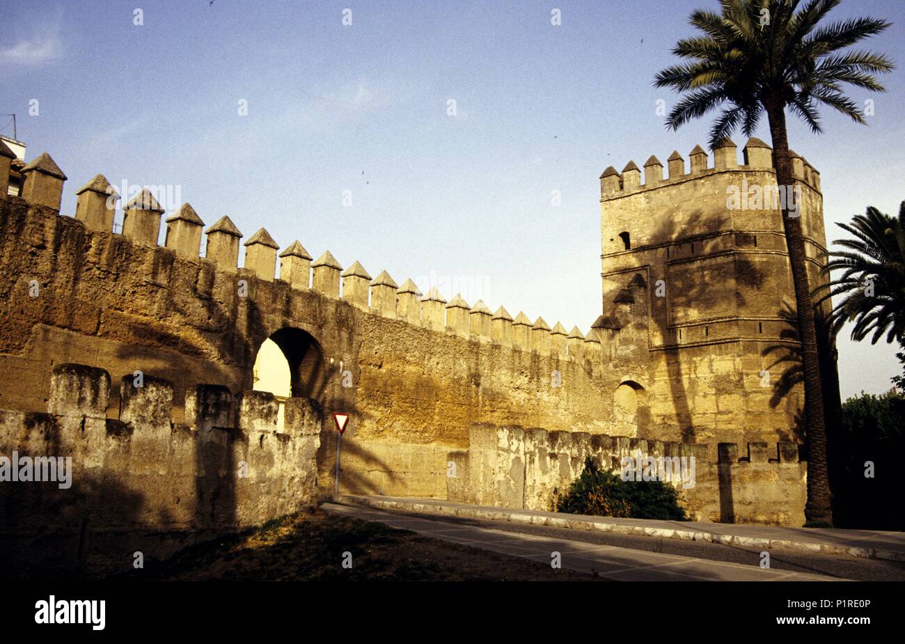 Macarena quarter; arab walls ( árab - mudéjar architecture Stock Photo ...