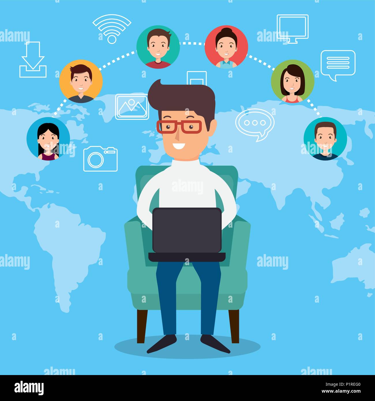 Human earth interaction Stock Vector Images - Alamy