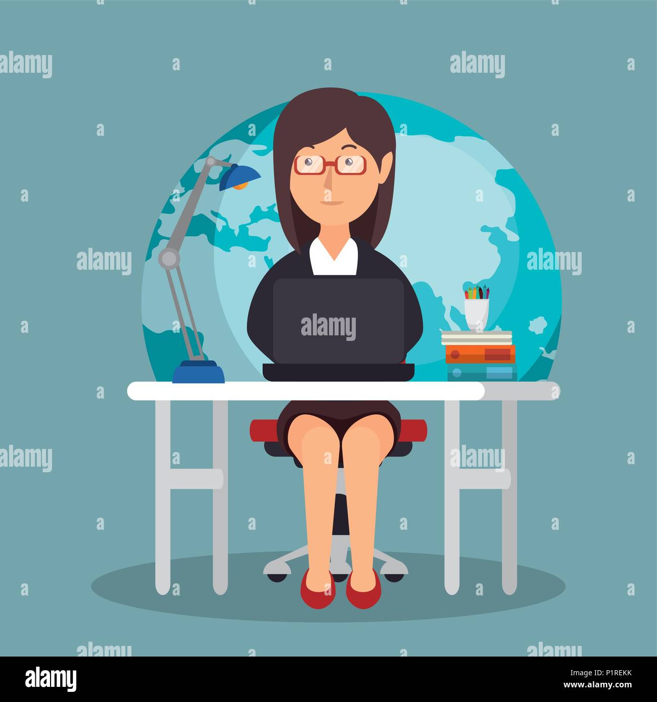 businesswoman working avatar character vector illustration design Stock ...