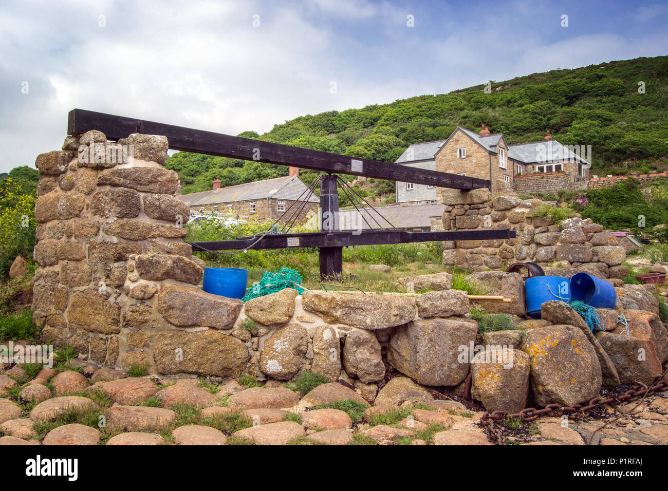Winch at Penberth Cove, Cornwall Uk, Location for the BBC TV Poldark ...