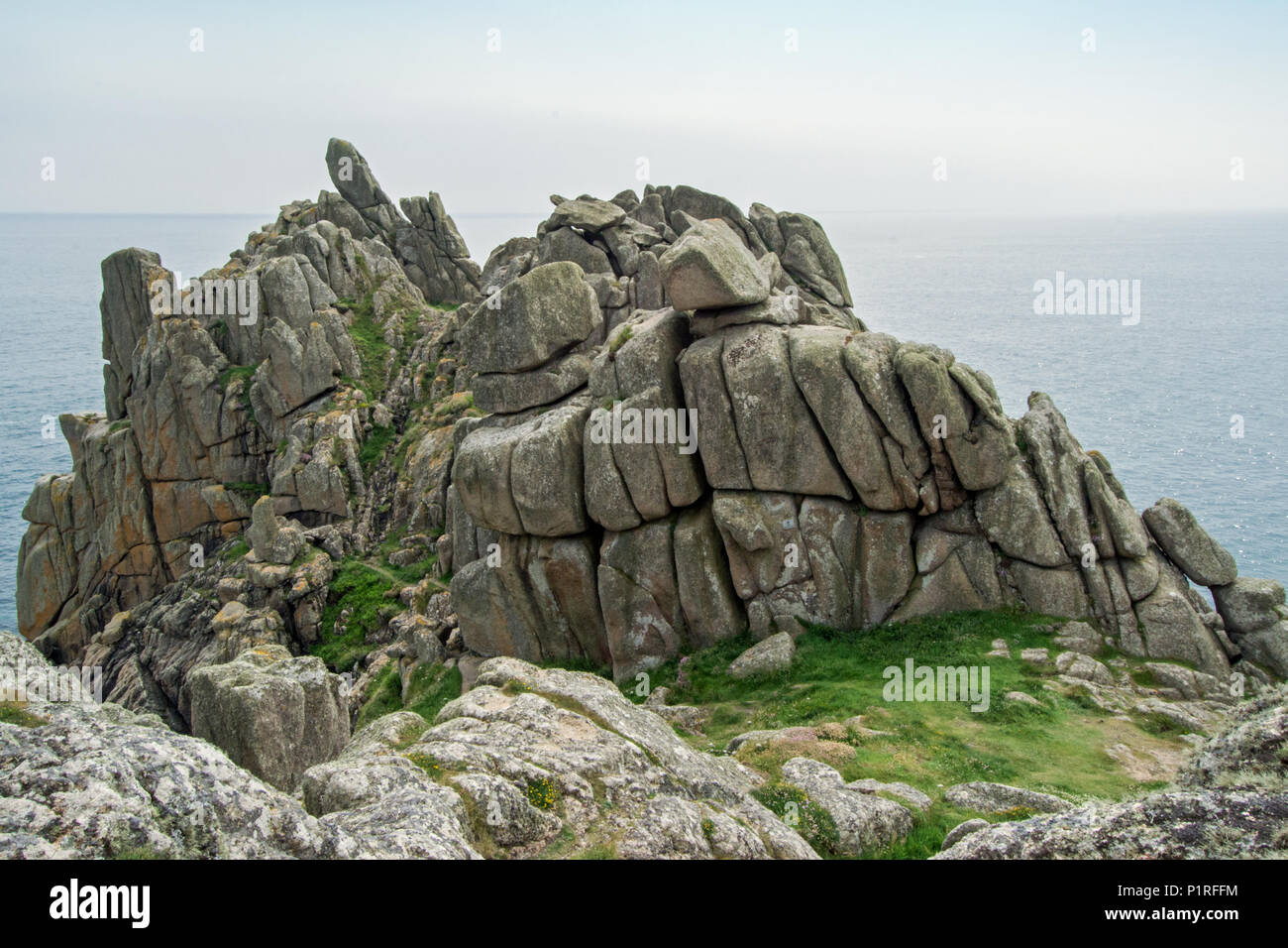 Treen Cliff and Logan Rock, Cornwall UK Stock Photo - Alamy