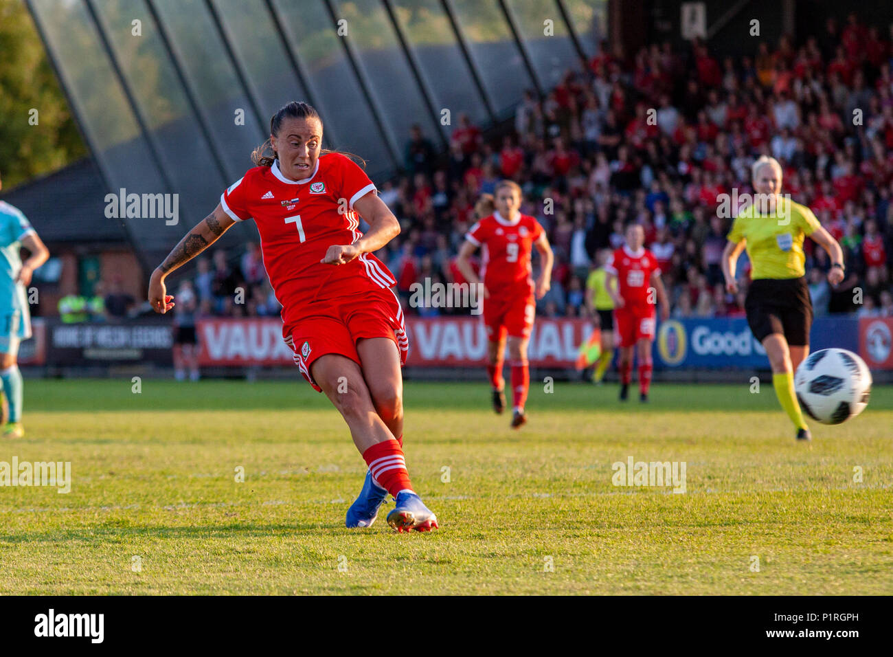 Wales' Natasha Harding in action against Russia at Spytty Park in a ...