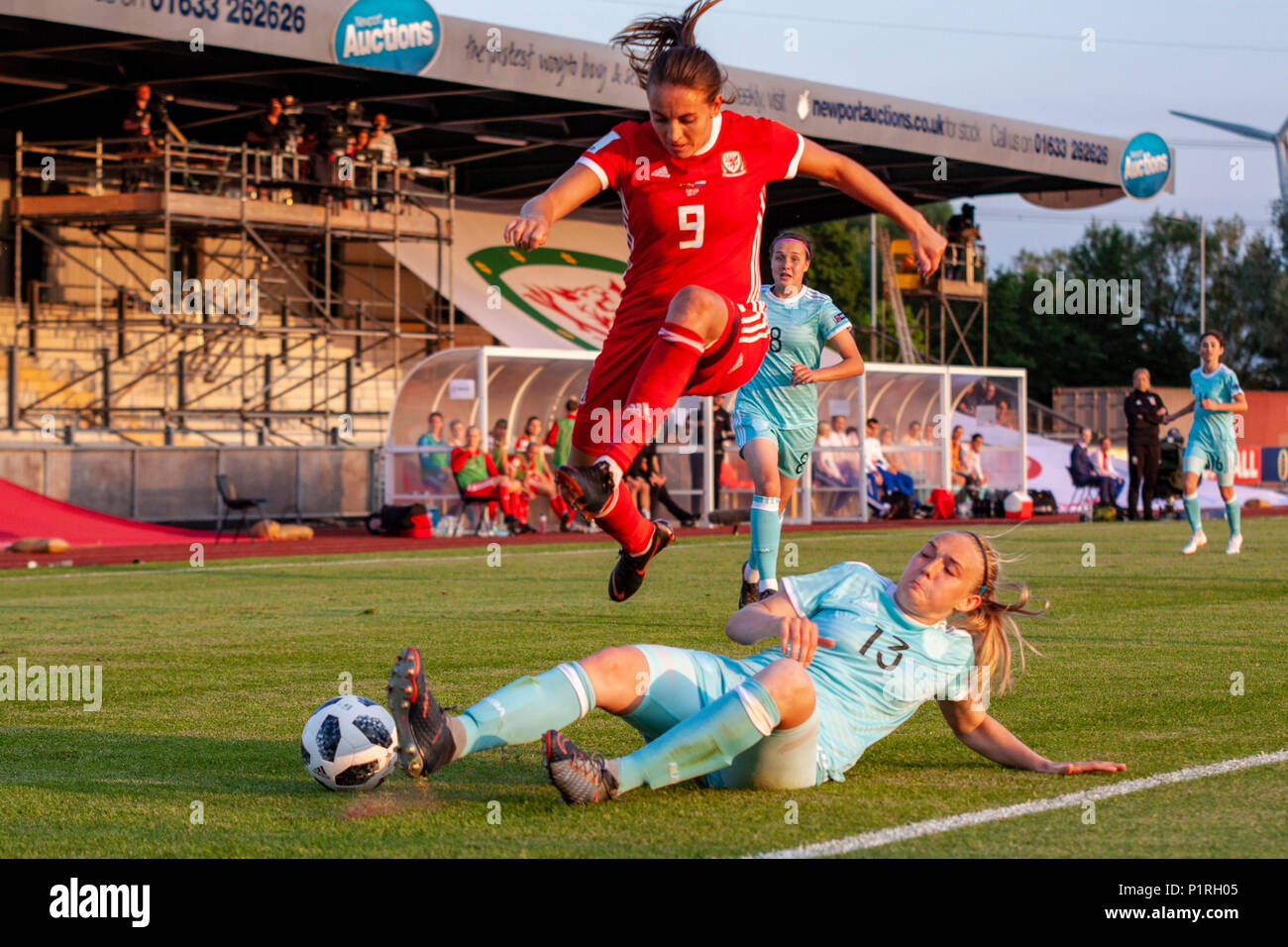 Wales' Kayleigh Green in action against Russia at Spytty Park in a FIFA ...
