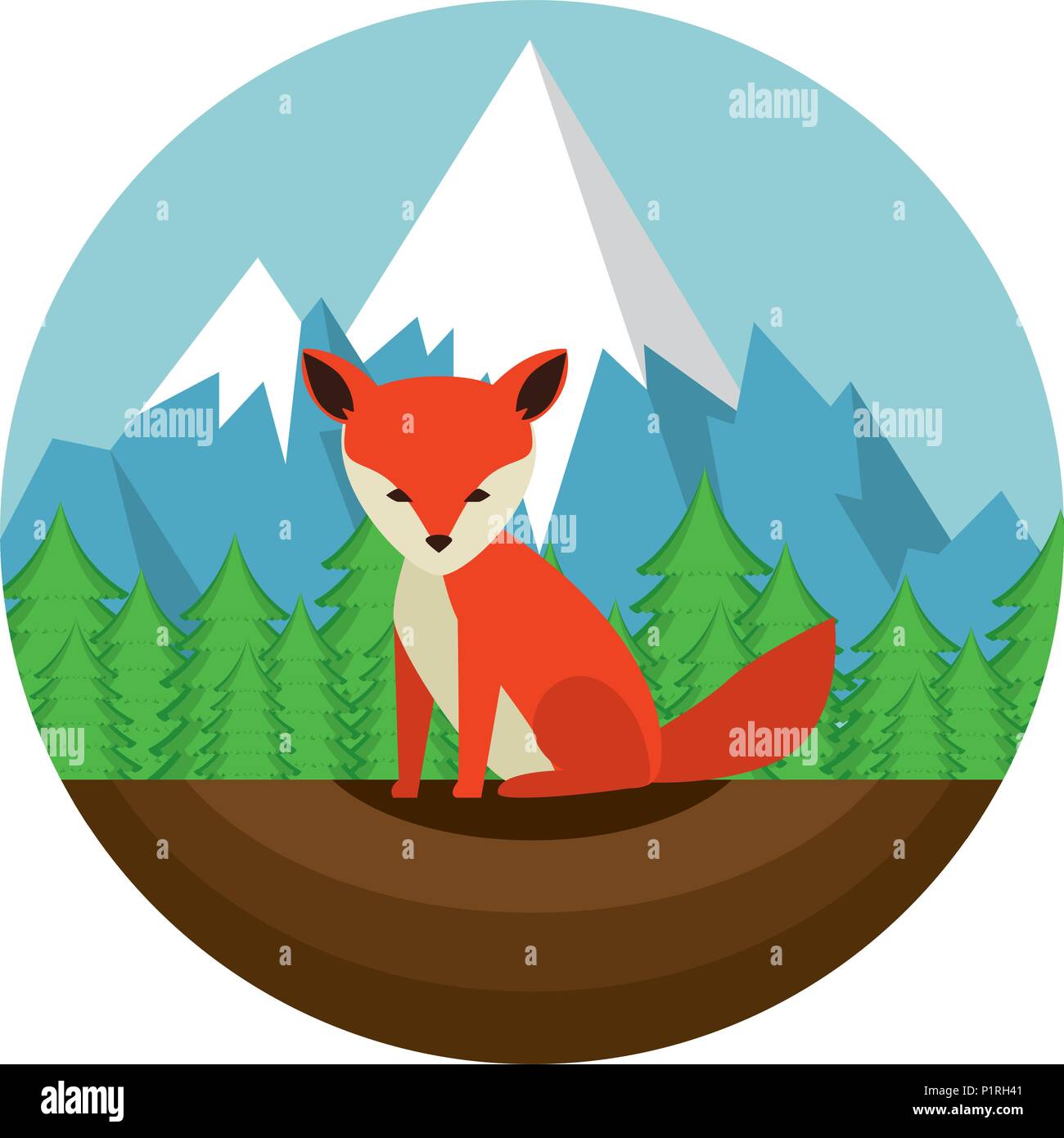 wild canadian fox with landscape vector illustration design Stock ...