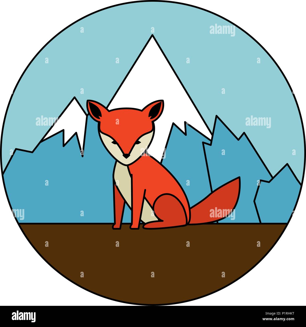 wild canadian fox with landscape vector illustration design Stock ...
