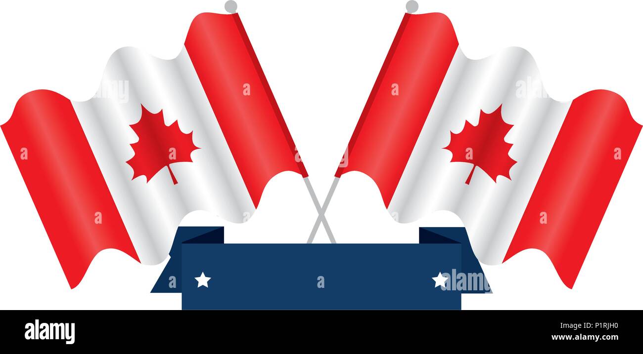 canadian flags crossed emblem vector illustration design Stock Vector ...
