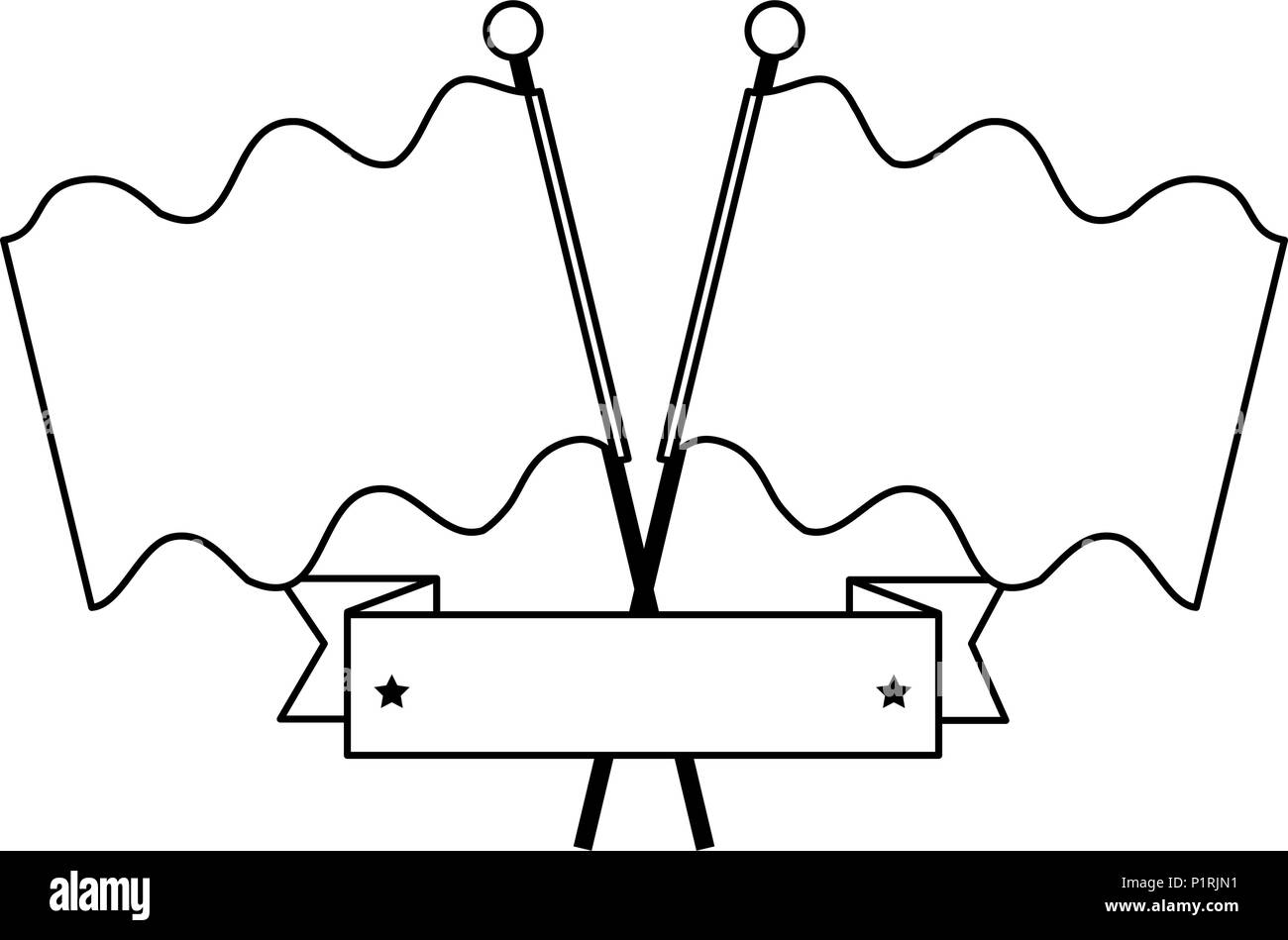 flags crossed with ribbon frame vector illustration design Stock Vector ...