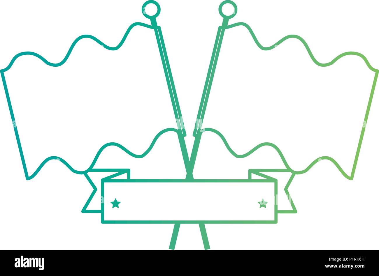 flags crossed with ribbon frame vector illustration design Stock Vector ...