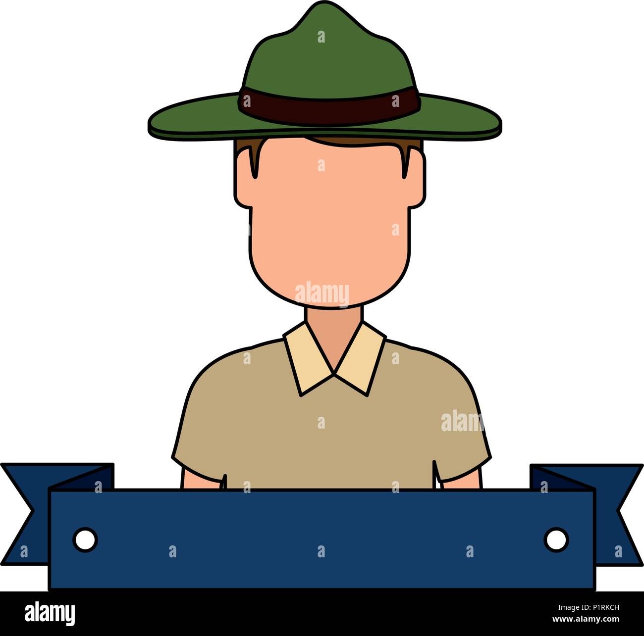 Canadian Ranger with ribbon frame avatar character vector illustration ...
