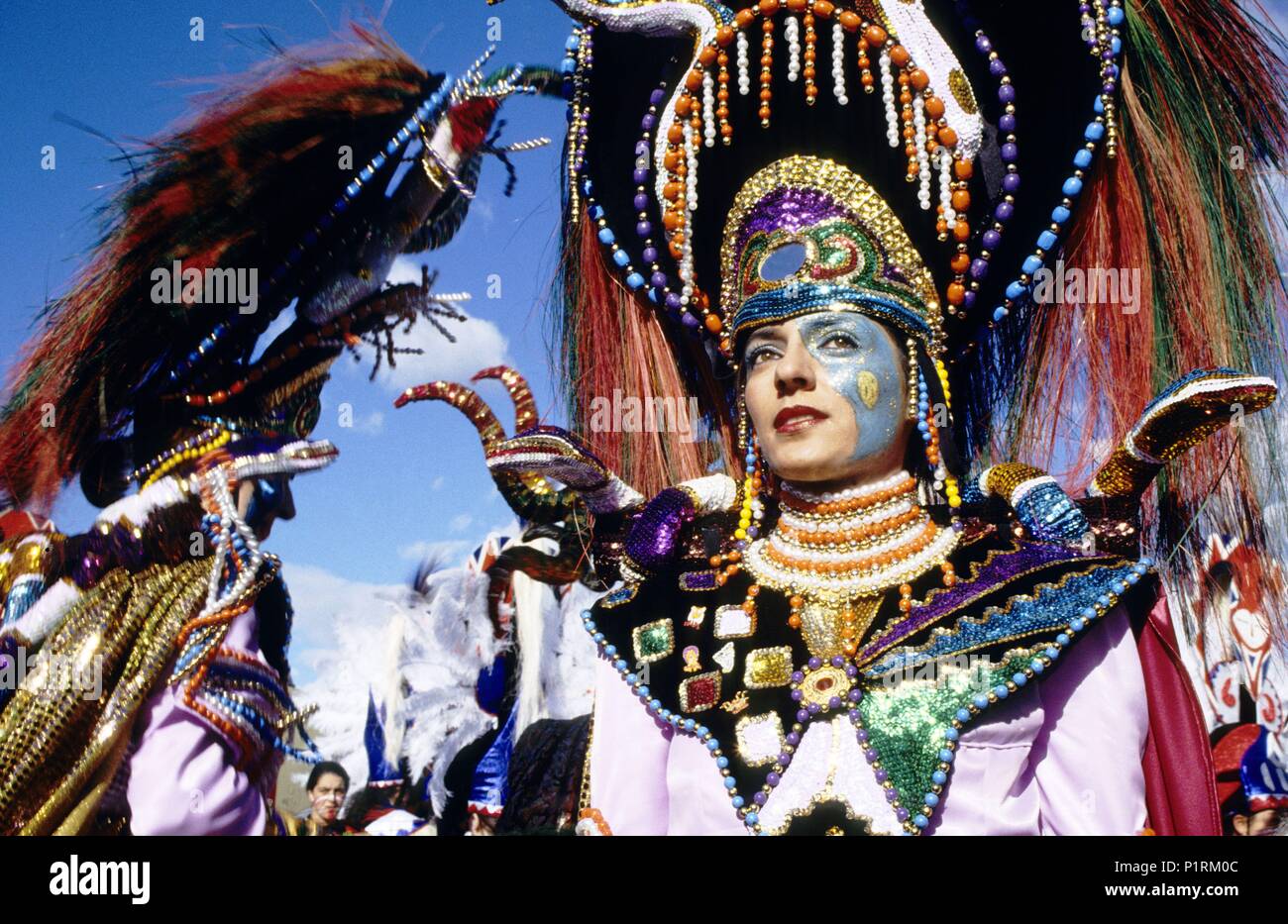 Carnival parade; young woman with disguise Stock Photo - Alamy