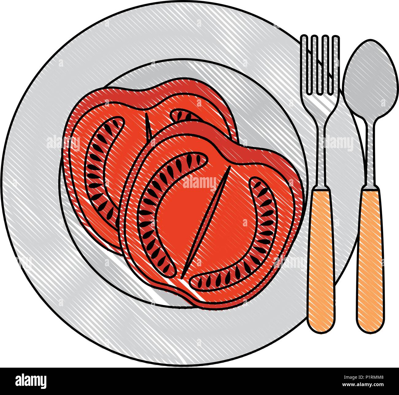 fresh tomato slide healthy food vector illustration design Stock Vector ...