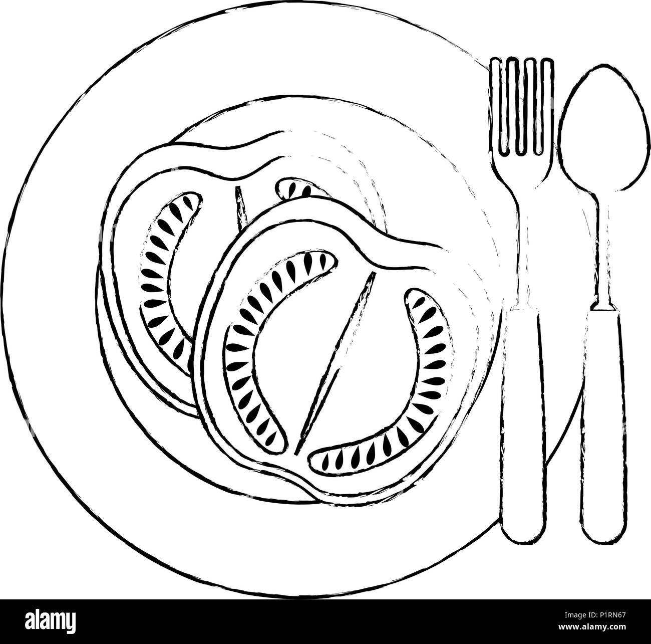 fresh tomato slide healthy food vector illustration design Stock Vector ...