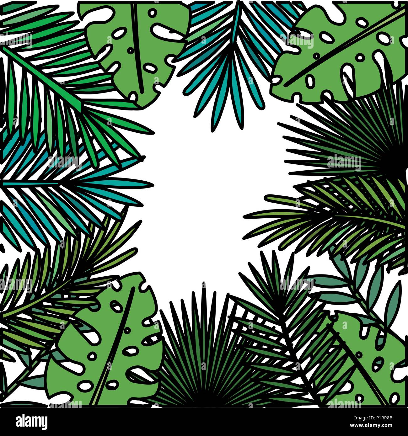 leafs plant frame pattern vector illustration design Stock Vector Image ...