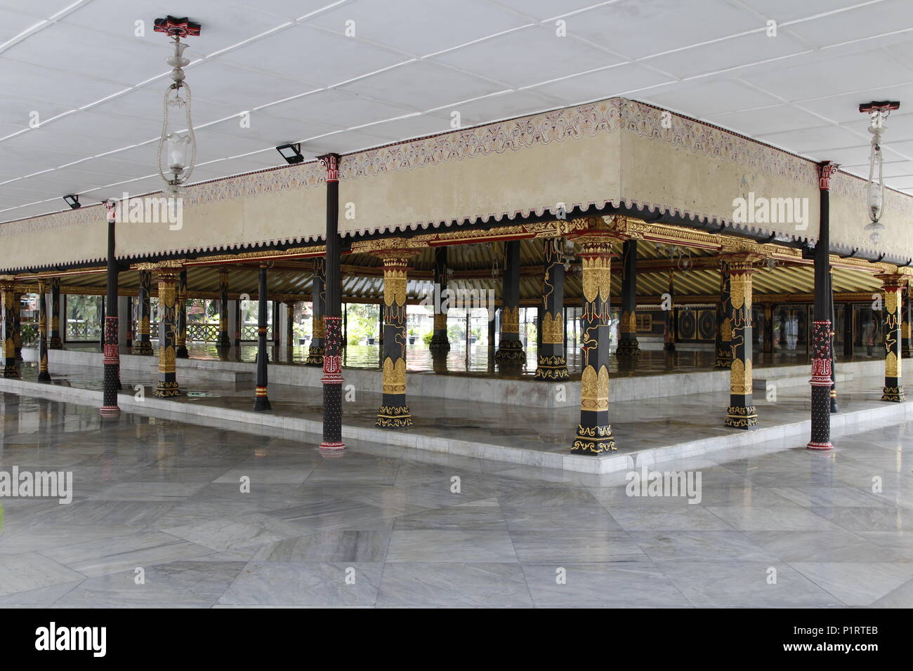 Pendopo (pavilion) with the traditional Javanese design in the Kraton ...