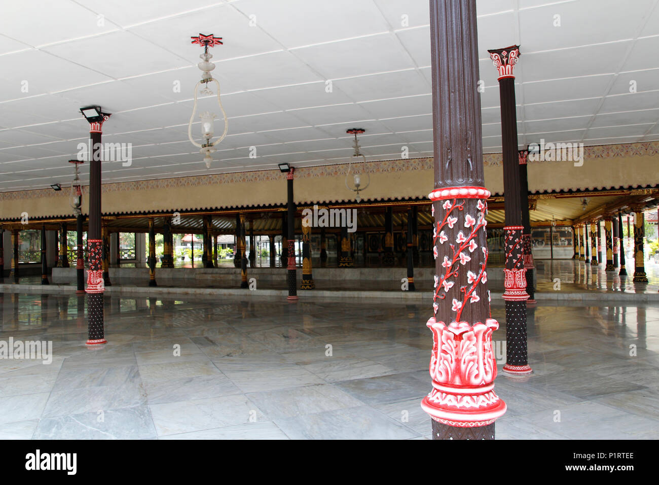 Pendopo (pavilion) with the traditional Javanese design in the Kraton ...