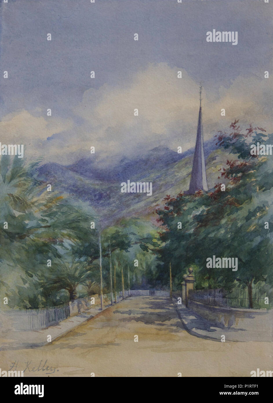 'Untitled' (possibly Nuuanu) by Helen Whitney Kelley, watercolor Stock ...