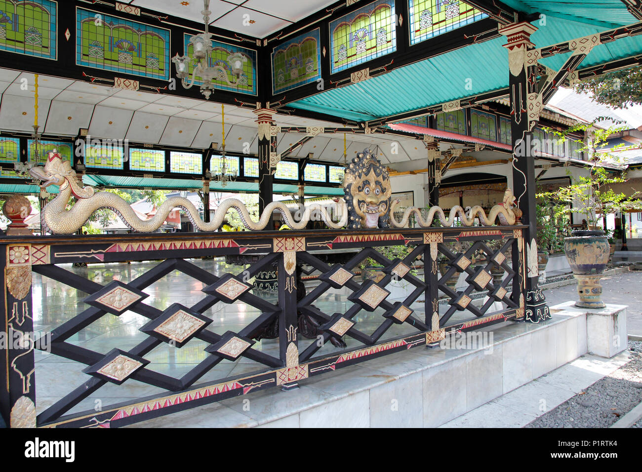 Pendopo (pavilion) with the traditional Javanese design in the Kraton ...
