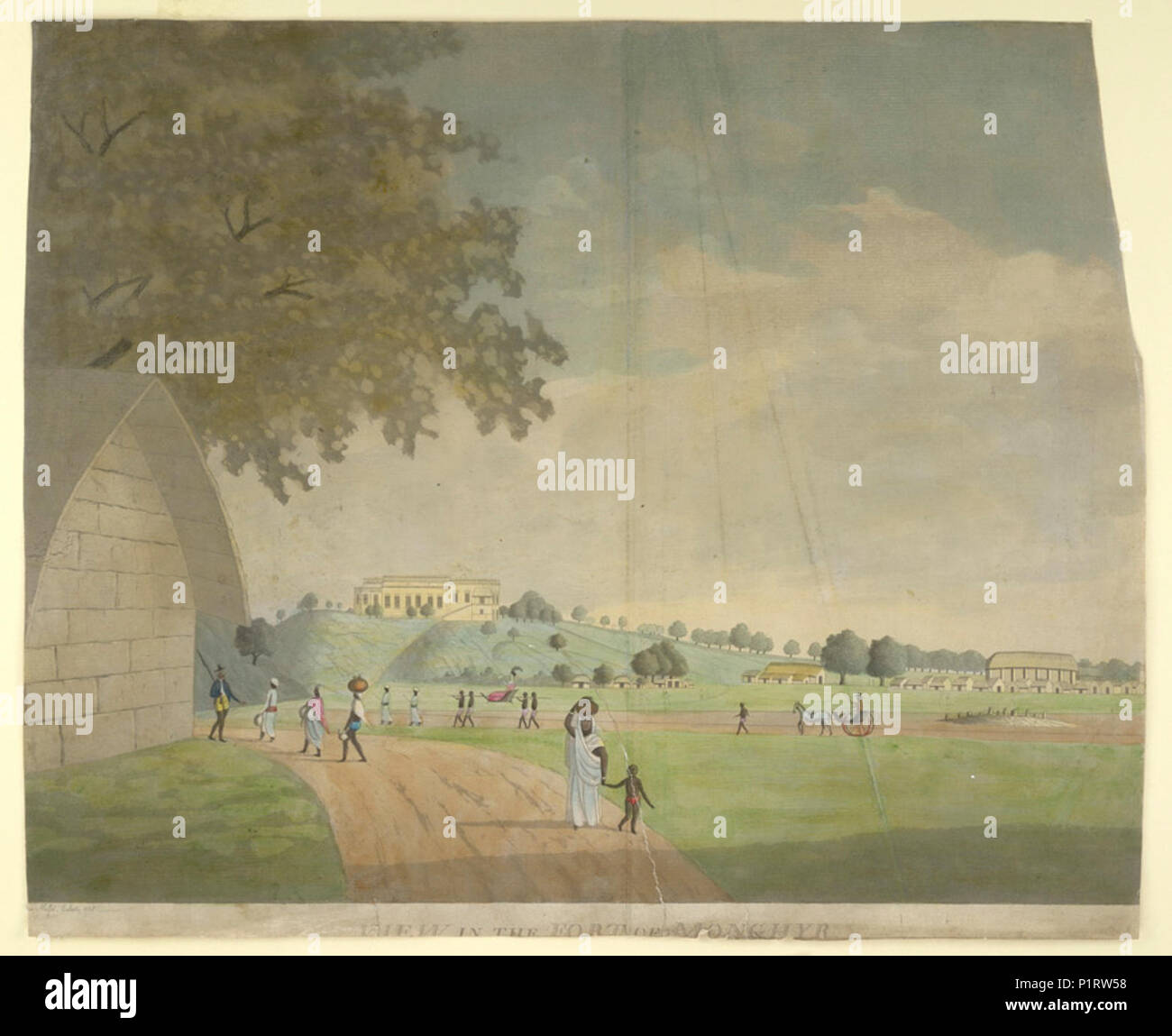 'View in the Fort at Monghyr'. People walking about Stock Photo - Alamy