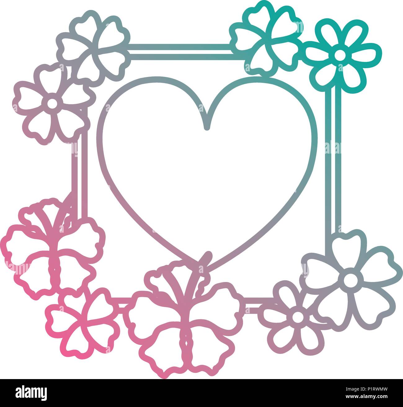 heart love with flowers vector illustration design Stock Vector Image ...
