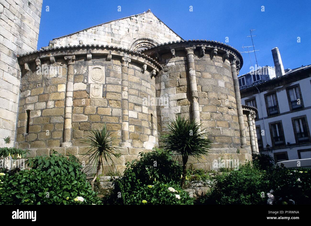 A Coruña, Iglesia de / Santiago church romanesque apse Stock Photo - Alamy