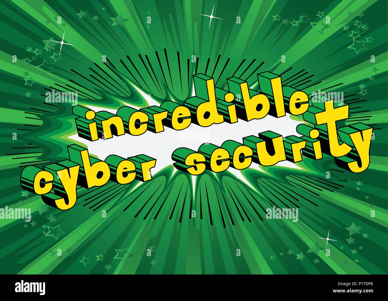 Incredible Cyber Security - Comic book style word on abstract ...