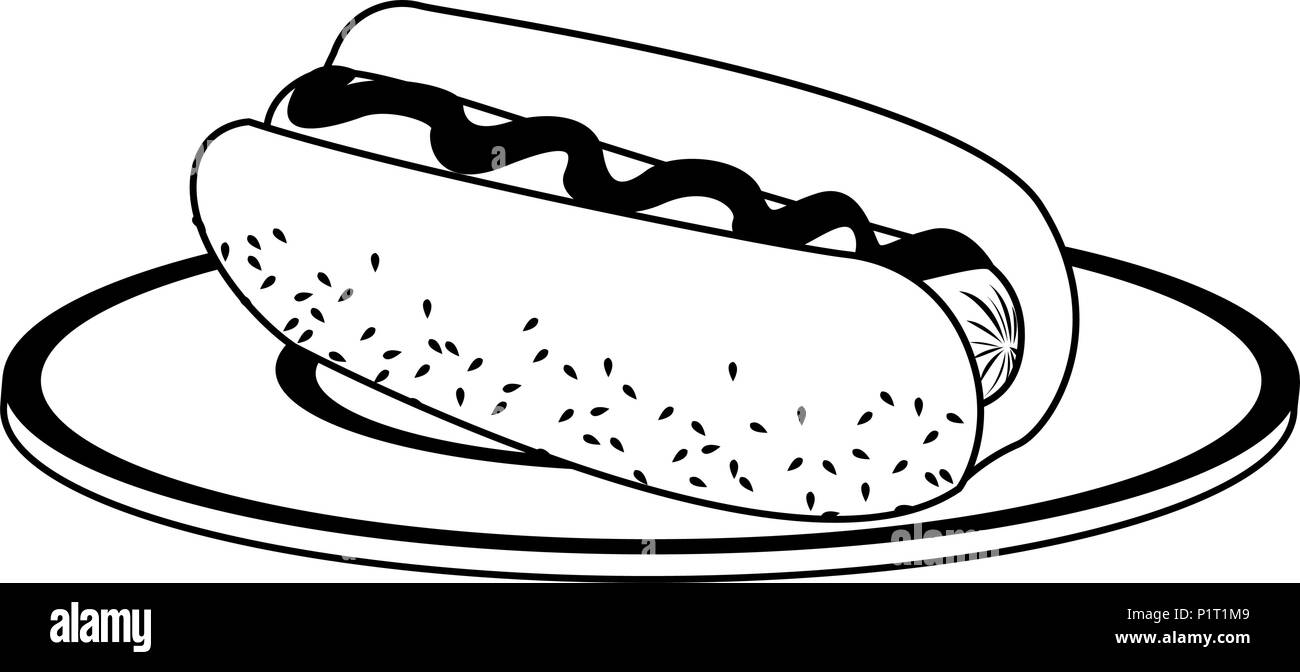 Delicious hot dog on Black and White Stock Photos & Images - Alamy