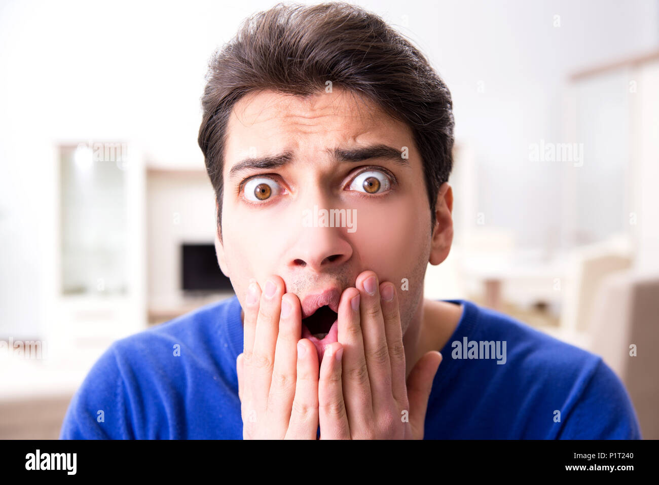 Man panicking because of pimples on the skin Stock Photo - Alamy Man panicking because of pimples on the skin Stock Photo - Alamy