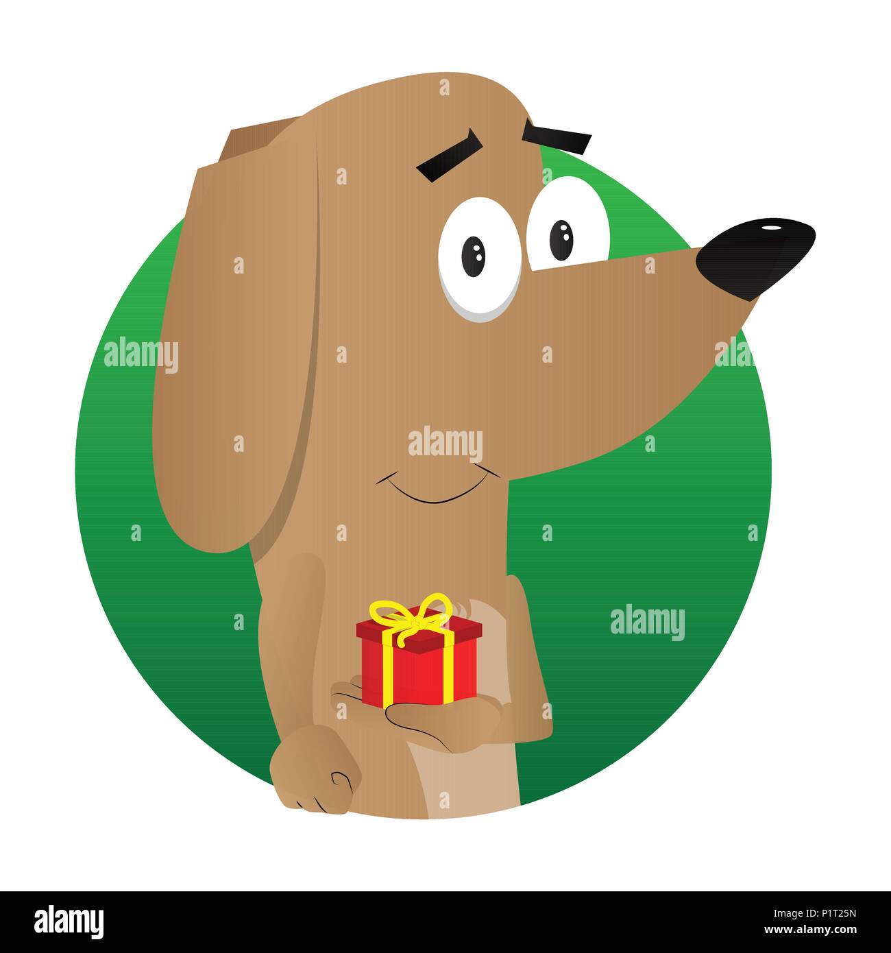 Cartoon illustrated dog holding small gift box Stock Vector Image & Art ...