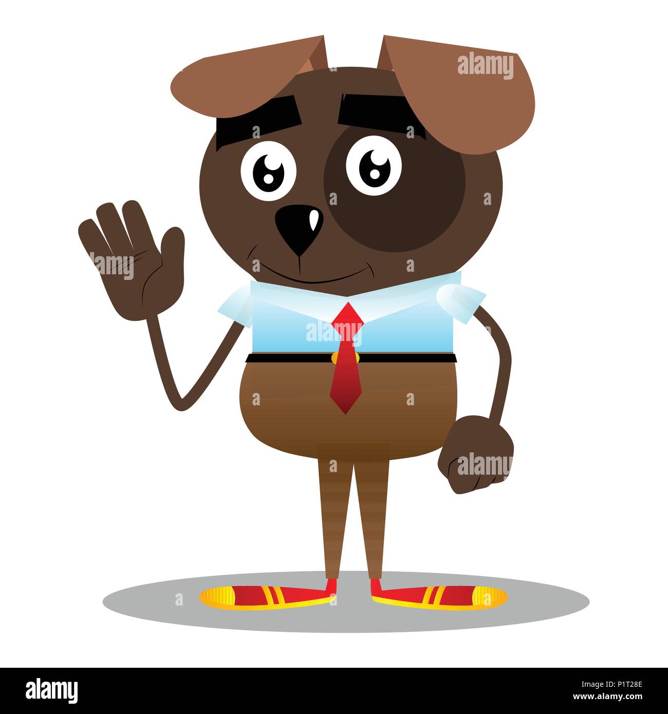 Cartoon illustrated business dog with waving hand Stock Vector Image ...