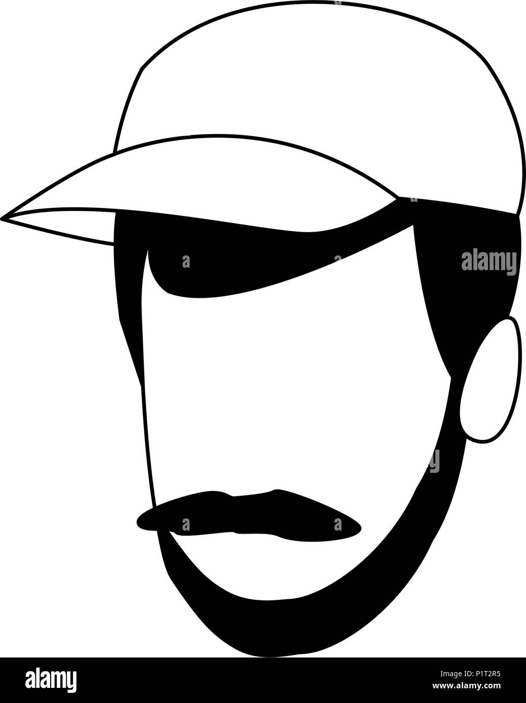 Young man with hat in black and white Stock Vector Image & Art - Alamy