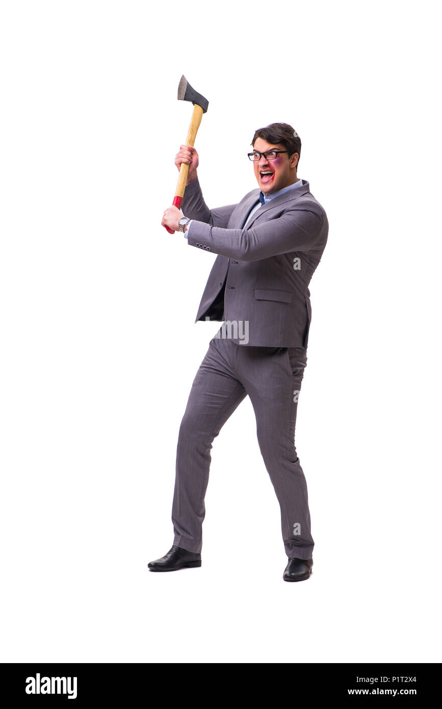 Angry holding axe Cut Out Stock Images & Pictures - Alamy