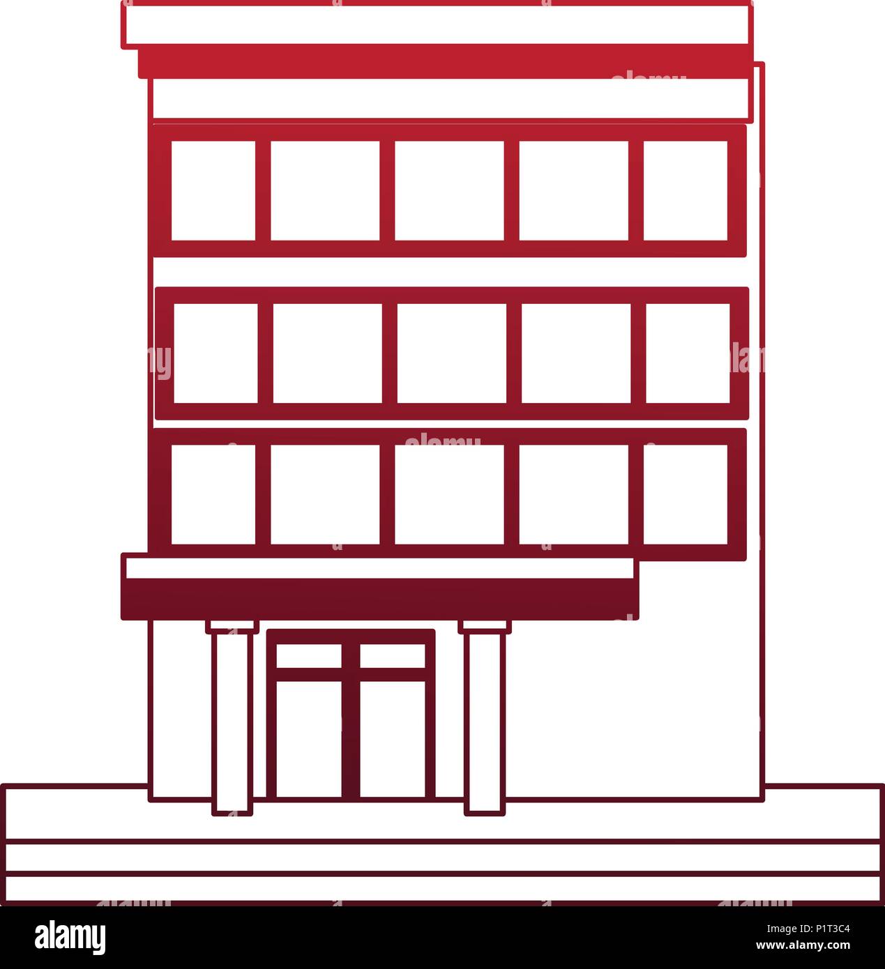 Edifice building isolated red lines Stock Vector Image & Art - Alamy