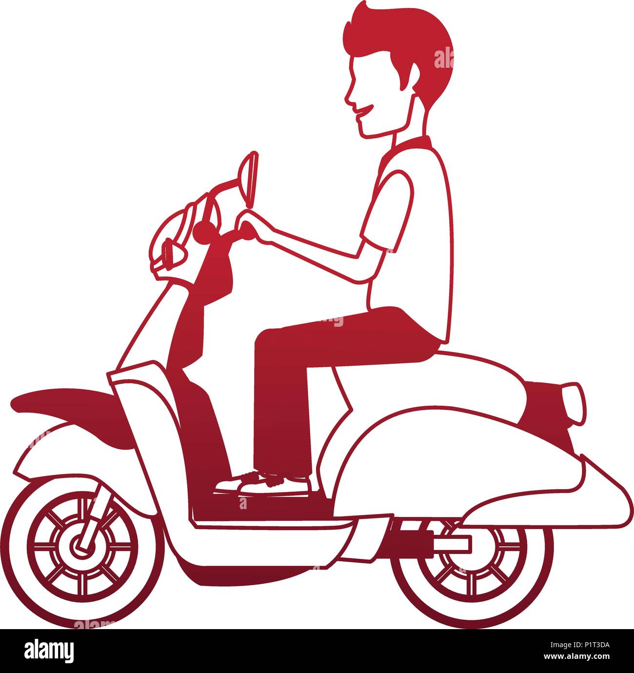 Man on moped driving Stock Vector Images - Alamy