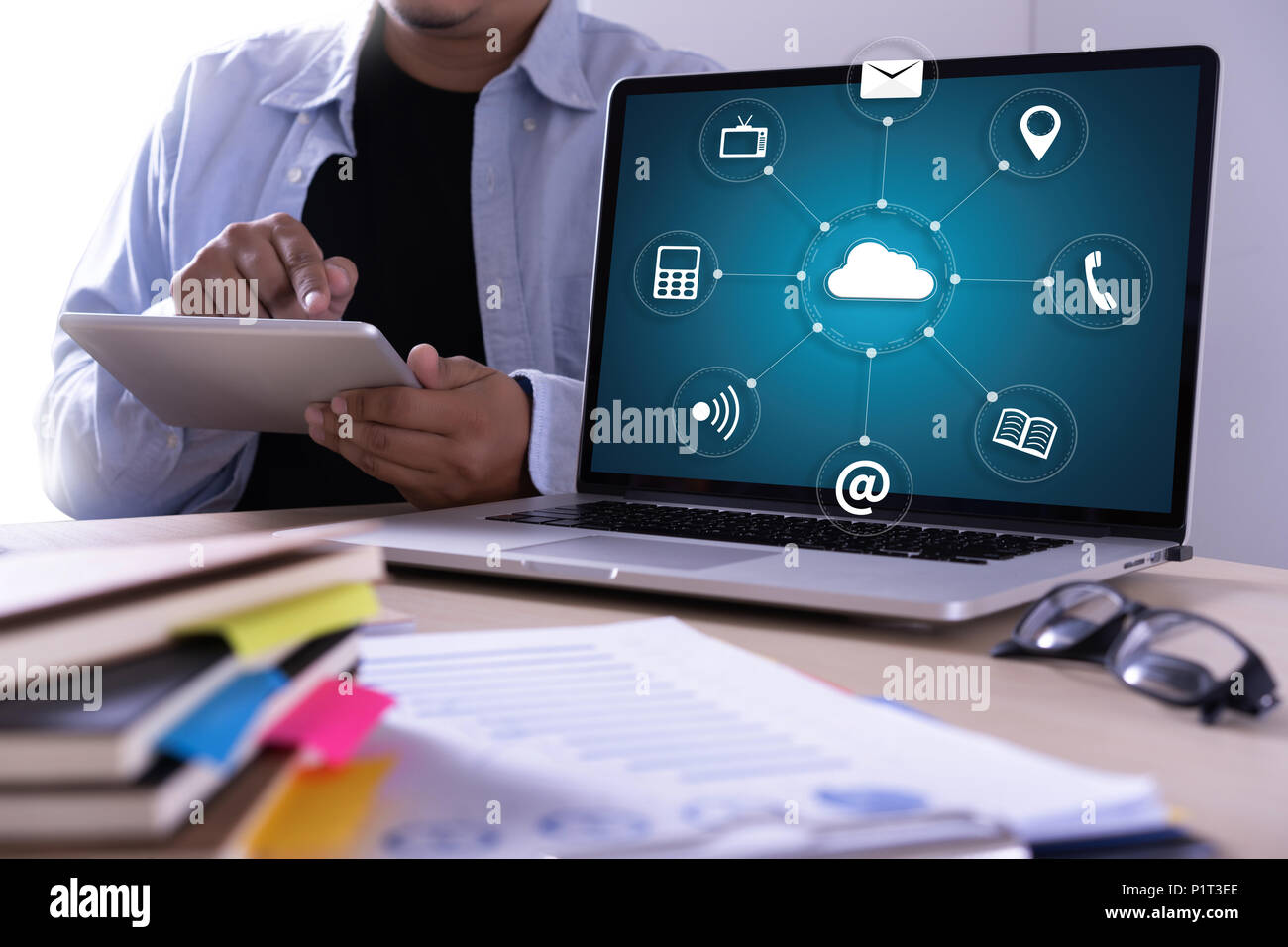 Cloud Computing diagram Network Data Storage Technology Service Stock ...