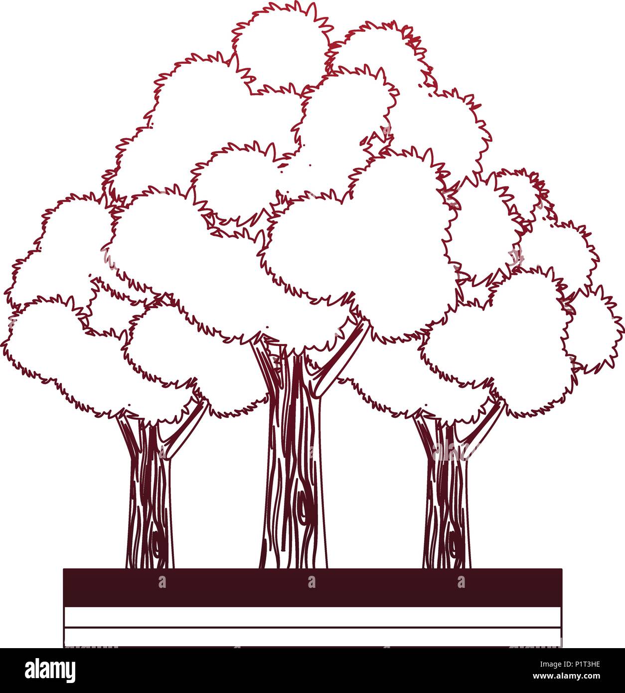 Trees on ground red lines Stock Vector Image & Art - Alamy