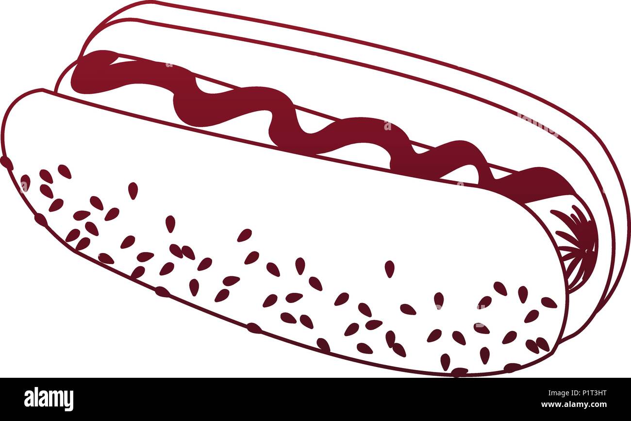 Hot dog fast food red lines Stock Vector Image & Art - Alamy